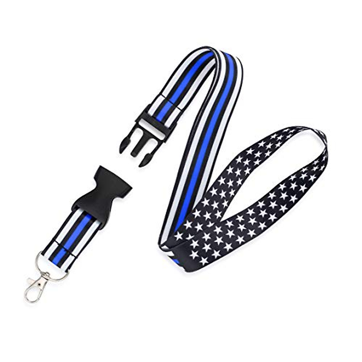 American Flag Office Lanyard - Badge and ID Holder (Thin Blue Line)