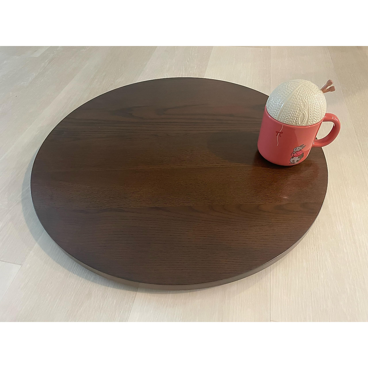 CM 21-in Diameter Brown Wood Rotating Turntable Big Lazy Susan - 360 Degree Swivel