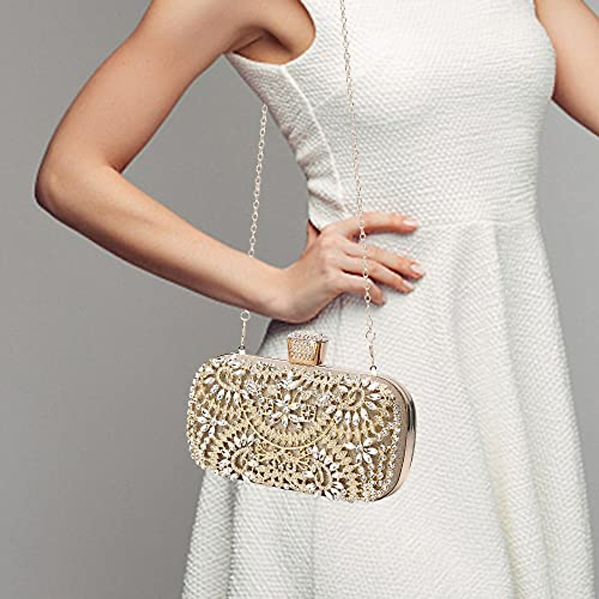 Vintage Bridal Clutch Evening Purse Gold Party Purse Prom Handbag Gold Bridal Clutch Party Gold Purse for Party Women Clutches Evening Wedding Clutch Gold Evening Clutch Prom Purses and Handbags(Glod)