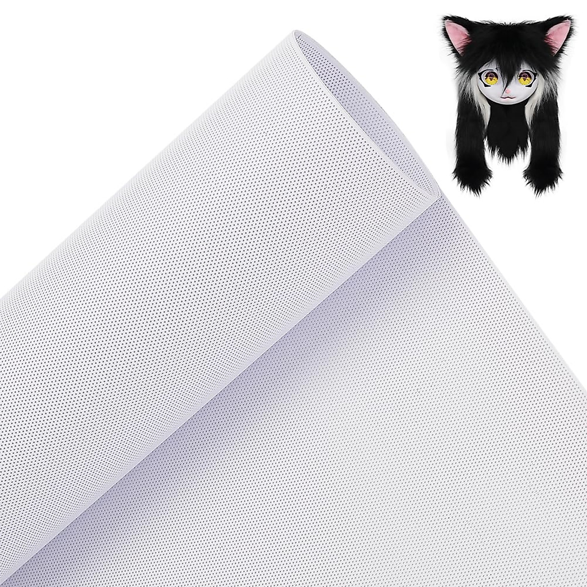 BENECREAT Custom Fursuit Eye Mesh, 39x11.8inch White PVC Plastic Net 0.2mm Thick Waterproof Printable Mesh for Furries Cosplay, Props, Fursuits, Craft Making, Hole: 0.5mm