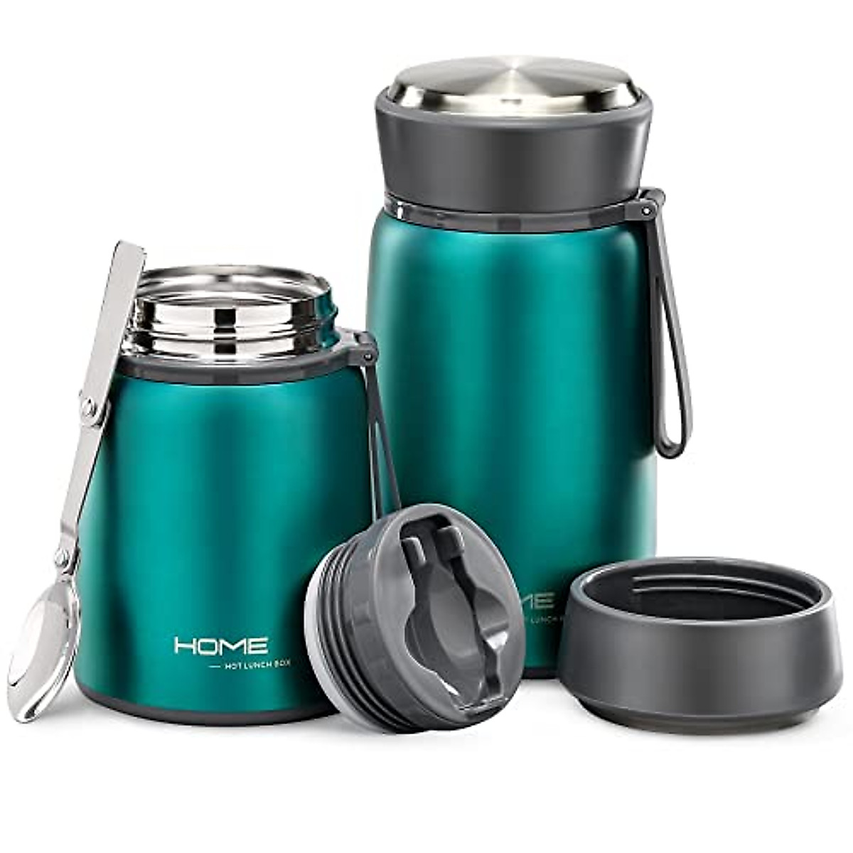 2 Pack Insulated Food Jar Thermos For Hot Food For Adults Kids(18oz,27oz), Lunch Box Stainless Steel Vacuum Soup Thermos Container Flask Keep Hot Cold With Spoon