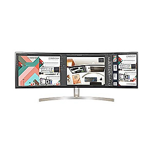 LG 49WL95C-WE 49 Inch 32:9 Curved DQHD (5120 x 1440) IPS UltraWide Monitor with HDR10, USB-C and 3-Side Virtually Borderless Display, Silver (Renewed)