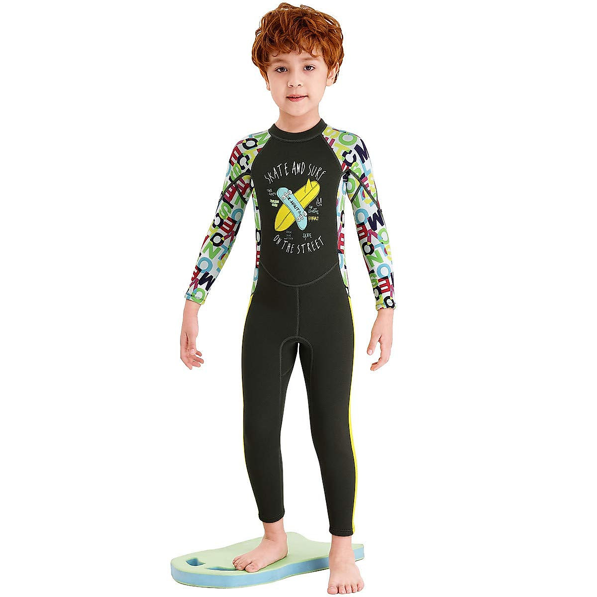 Little Kids Boys 2.5 mm Neoprene Long Sleeves Wetsuit Surfing Full Suits Full Body Neoprene Swimsuits Cartoon Thermal Diving Suits