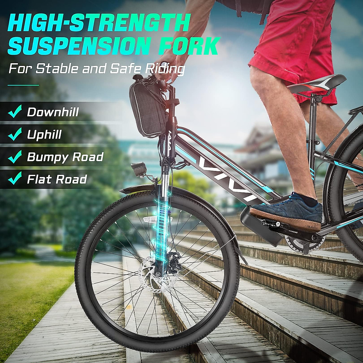 Vivi Electric Bike 500W, 26" Ebike for Adults Electric Bicycle Step Through with Removable 36V 288Wh Lithium Battery, 20MPH Commuter Ebike, Up to 50 Miles, Cruise Control, Professional 7 Speed