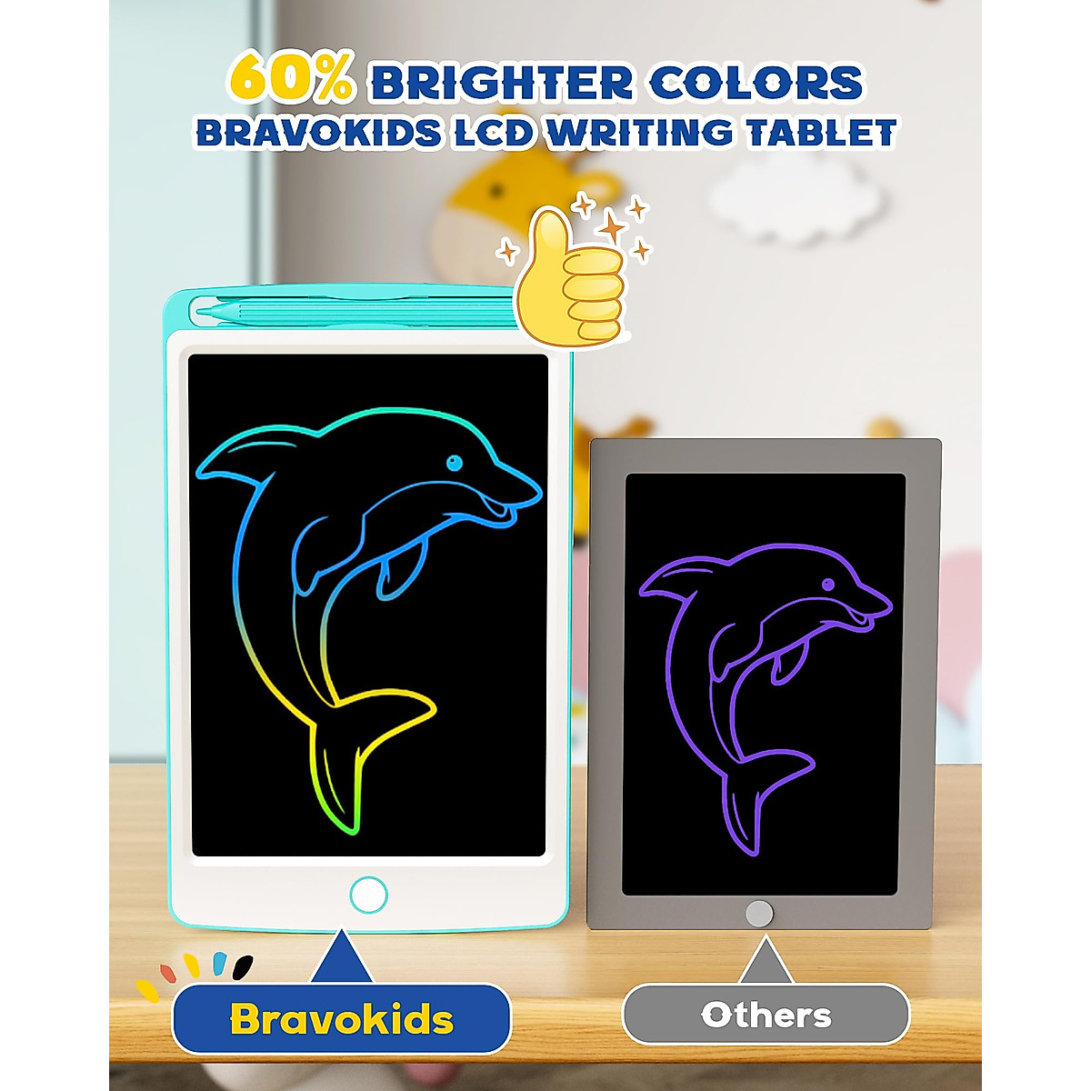 bravokids 8.5 Inch LCD Writing Tablet Board, Colorful Doodle Board Drawing Pad, Educational Learning Travel Toys for Age 3 4 5 6 7 8 Years Old Girls and Boys, Green