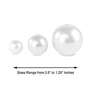 Super Z Outlet Elegant Glossy Polished Pearl Beads for Vase Fillers, DIY Jewelry Necklaces, Table Scatter, Wedding, Birthday Party Home Decoration, Event Supplies (8 Ounce Pack, 70 Pieces) (White)