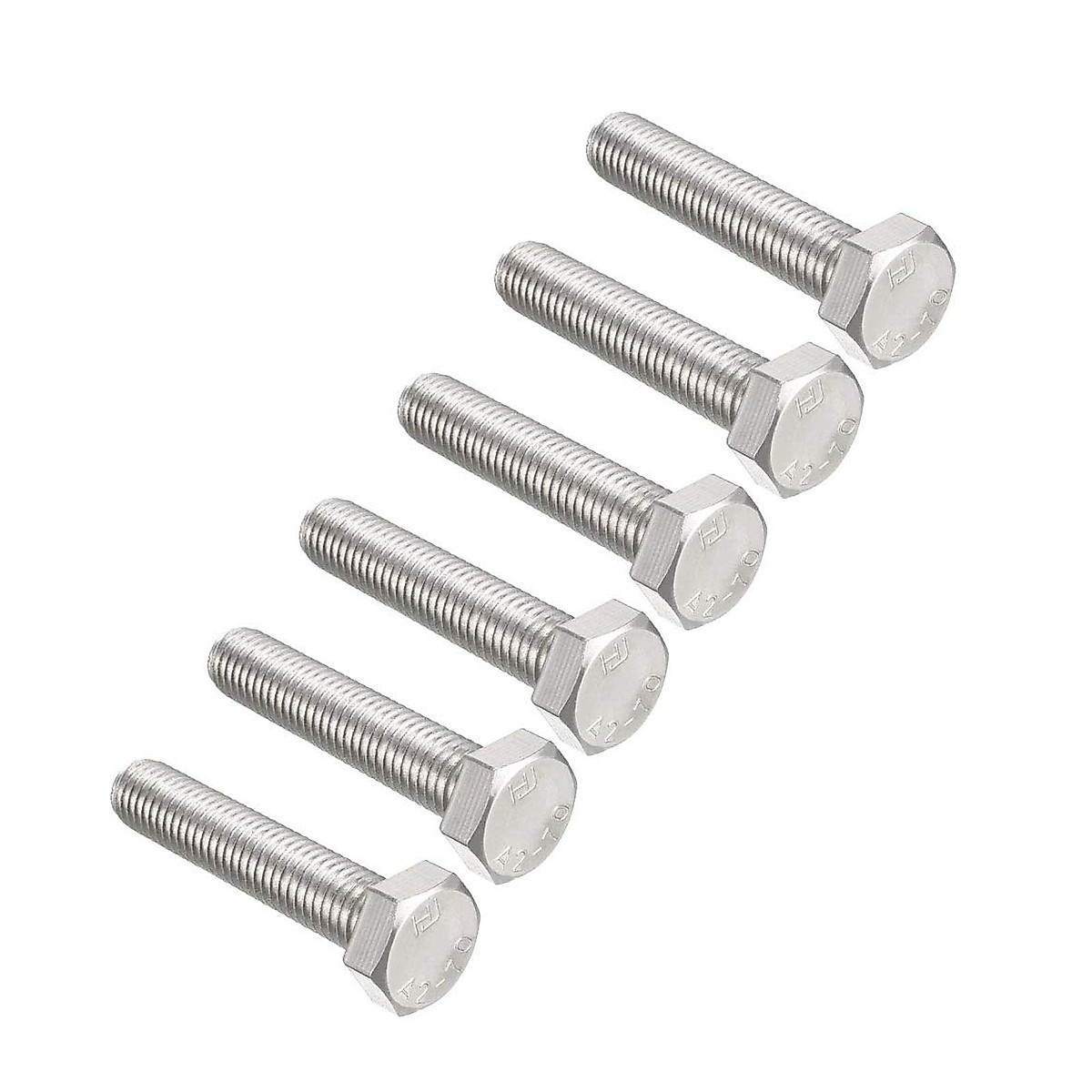 6 Pcs M10 Hex Bolt M10-1.5 x 50mm UNC Hex Head Screw Bolts A2-70(304) Stainless Steel Fully Threaded Hex Tap Bolts，Plain Finish，Fully Threaded (M10 x 50mm)