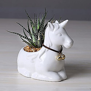 YONGYAN Horse Shape Flower Pot Statue Decoration Ceramics Garden Planters Containers Pot Bookshelf Office Desktop Decor