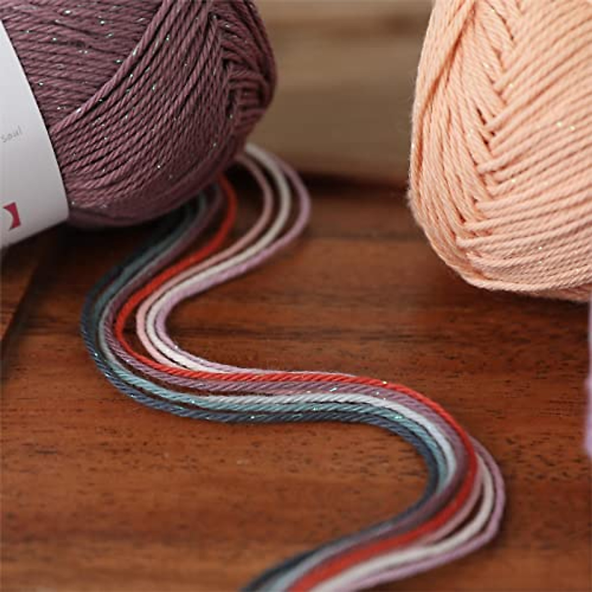 SHIKE Star River,100% Cotton Sparkle Yarn,5 Skeins Soft Shine Fine #2 Sport Weight for Knitting&Crochet,Per Skein 50g/197yds (Dark Green)