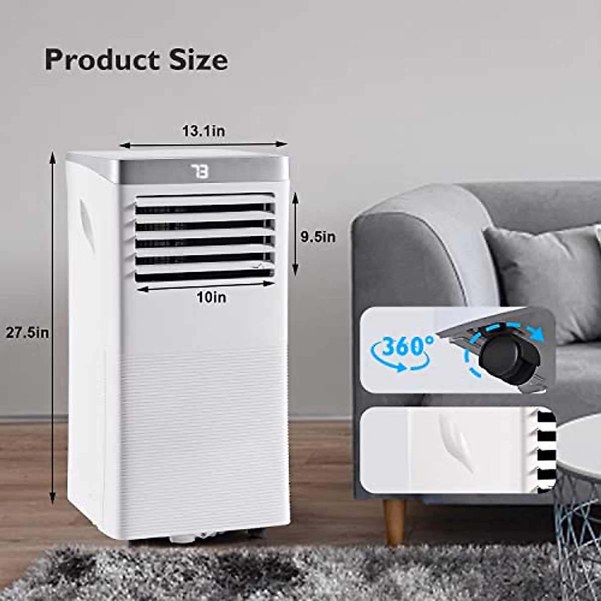 Breezestival 10,000 BTU Portable Air Conditioner, 3-in-1 Multifunctional AC Unit With Dehumidifier Fan and 24H Timer Mobile Air Conditioner Remote Control for 268 sq. ft (Window Venting Kit Included)