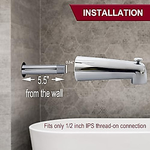 Westbrass 7" Diverter Tub Spout, Polished Chrome, E507D-1F-26