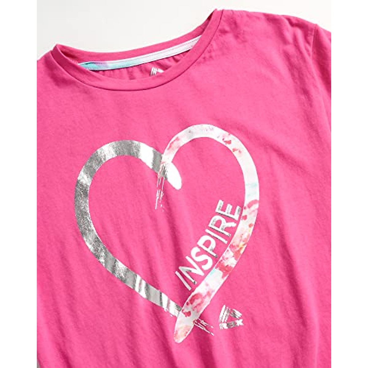 RBX Girls' Activewear Set - Short Sleeve Performance T-Shirt, Tank Top, and Capri Leggings (7-12), Size 10-12, Pink Cherry Inspire