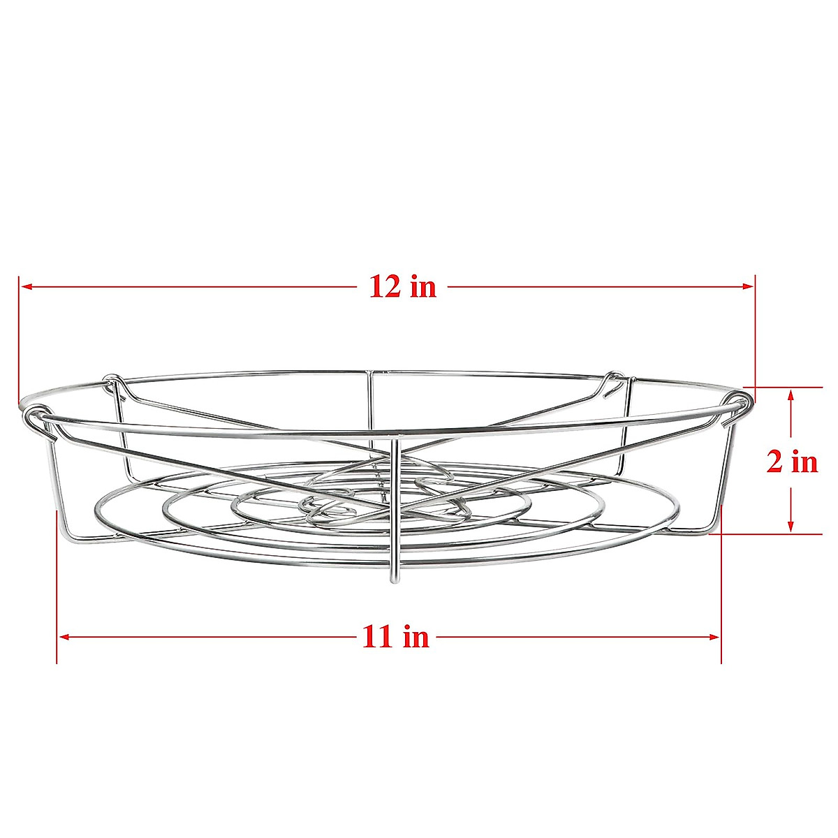 KORCCI 12in Stainless Steel Canning Rack with Contour Handles, Holds 7 Pint or 6 Quart Jars in Pressure Canner Pot