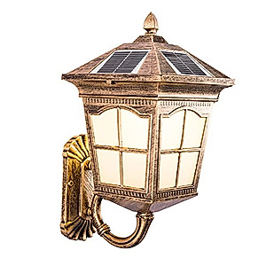 Wall Light, Wall Sconces, LED European Retro Solar Wall Light, Anti-Corrosion Anti-Rust Wall Light, Outdoor Sconce Light, Aluminum Carved Wall Light,Compatible with Patio, Terrace, Hallway, Porch