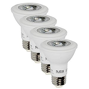 SleekLighting Par 20, LED 7 Watt"Dimmable" Wide Flood Light Bulb(40°), Cool White (4000K), 500 Lumens, E26 Medium Base, 50 Watt Equivalent, UL Approved, Energy Star (PACK OF 4)