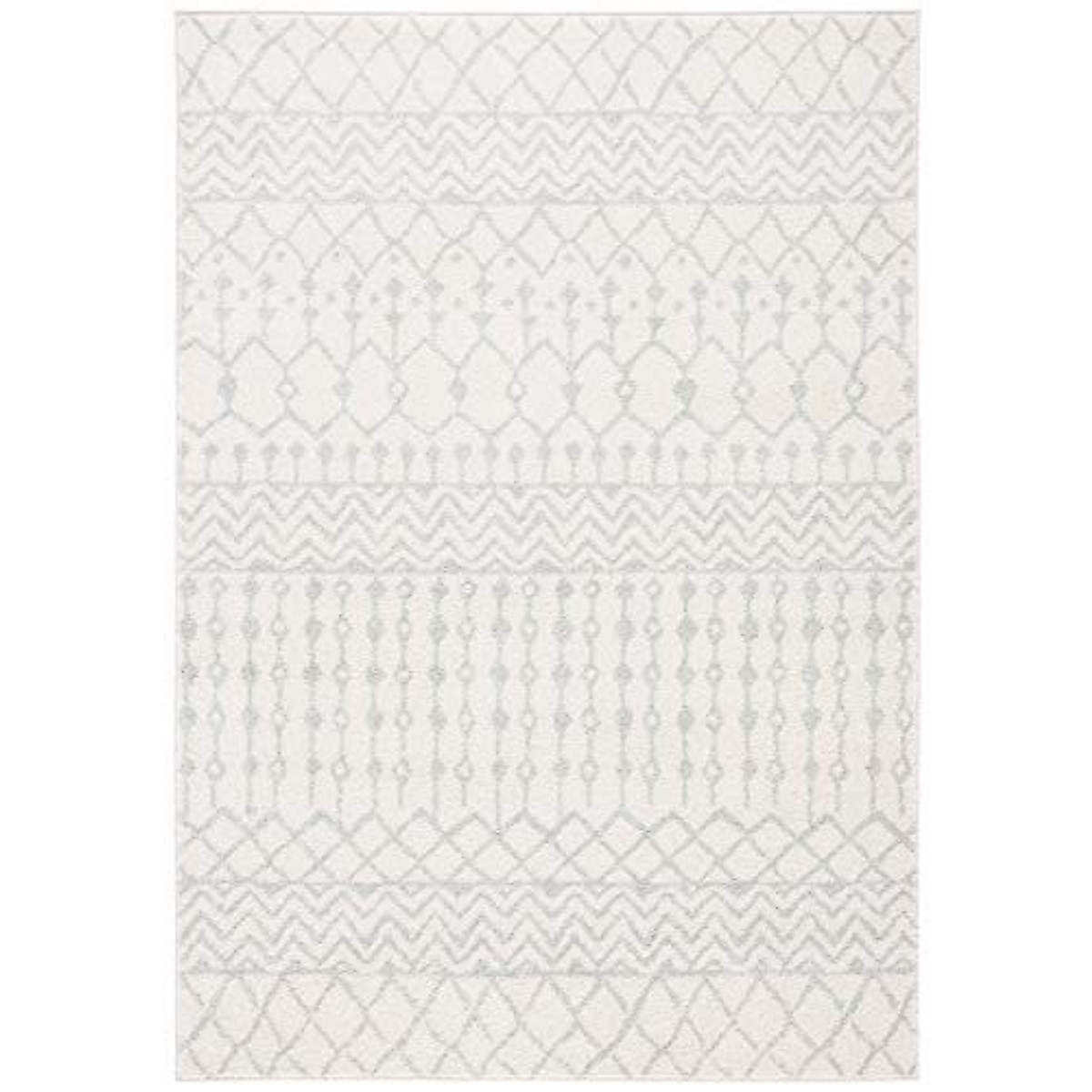 SAFAVIEH Tulum Collection 6' x 9' Ivory / Light Grey TUL270D Moroccan Boho Distressed Non-Shedding Living Room Bedroom Dining Home Office Area Rug