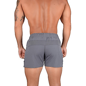 YoungLA Men's Bodybuilding Gym Running Shorts 101 | All Grey X-Large