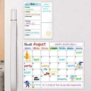 Dry Erase Fridge Magnetic Calendar - White Board Magnetic Calendar for Refrigerator Magnetic Calendar Kitchen Decor, 15"x 11.5", Calendar with Thin Protective Film and Grocery List Magnet Pad