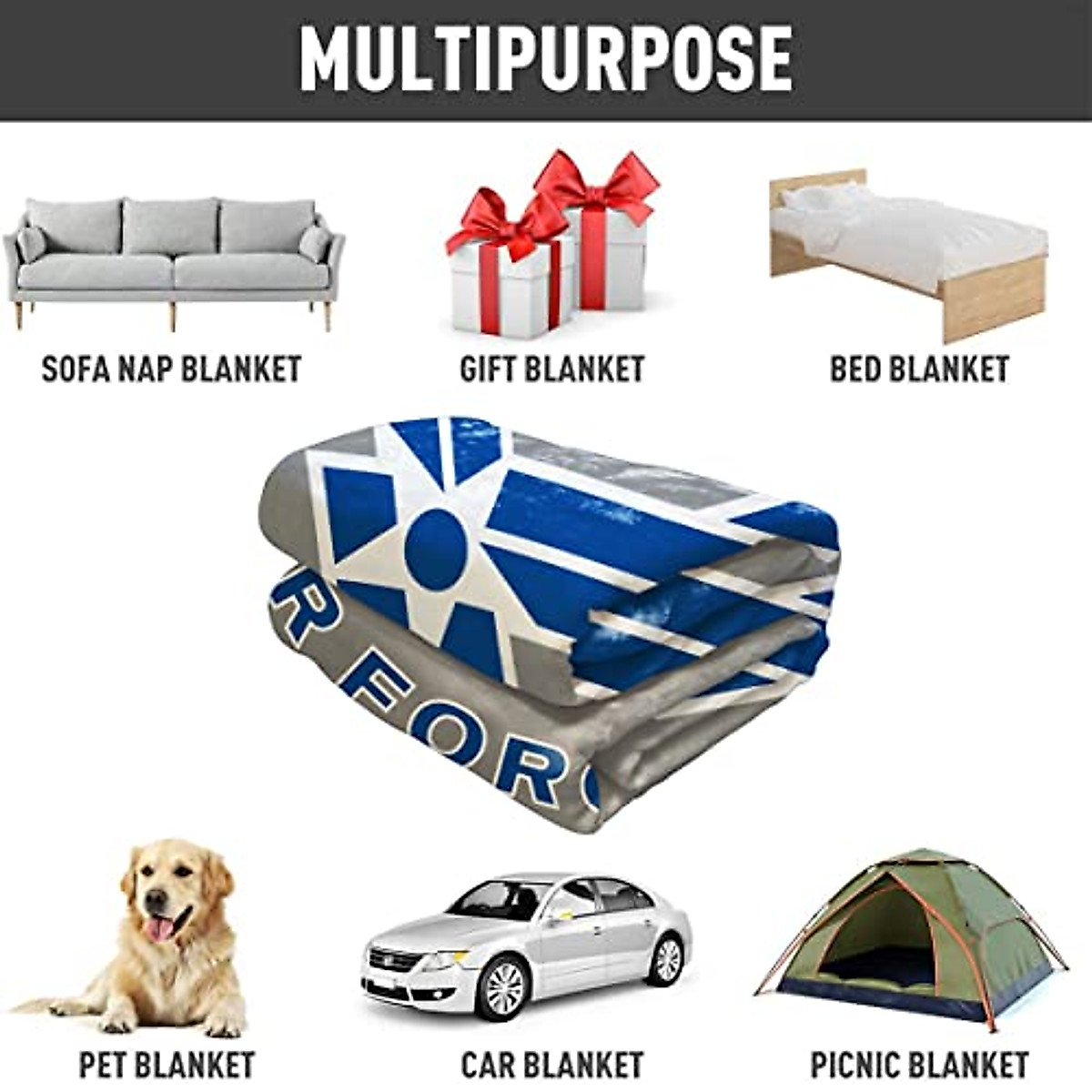 HommomH 60" x 80" Blanket Throw Comfort Warmth Soft Cozy Air Conditioning Easy Care Machine Wash US Air Force