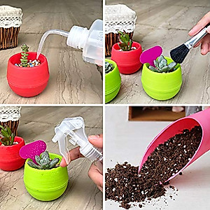 Succulent Tools Set Mini Indoor Gardening Tools Kit with Bag for Transplanting-Pink