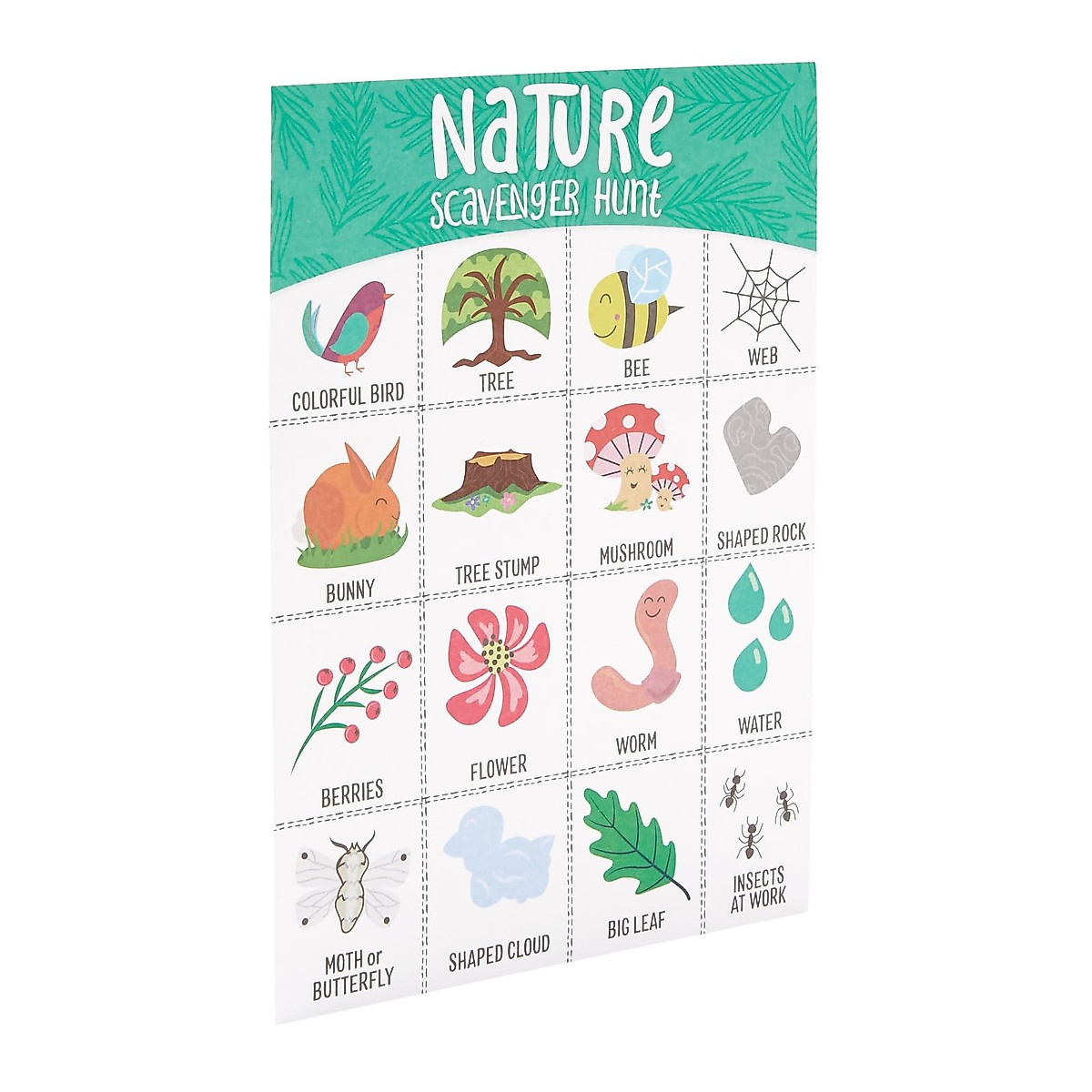 Juvale 50 Pack Nature Scavenger Hunt Cards for Kids Ages 4-8, Outdoor Find and Seek Camping Game
