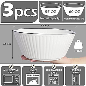 JDZTC Pho Bowl Large Deep Soup Cereal Serving Salad Bowls For Eating Snack Popcorn Ceramic Japanese Noodle Bowl