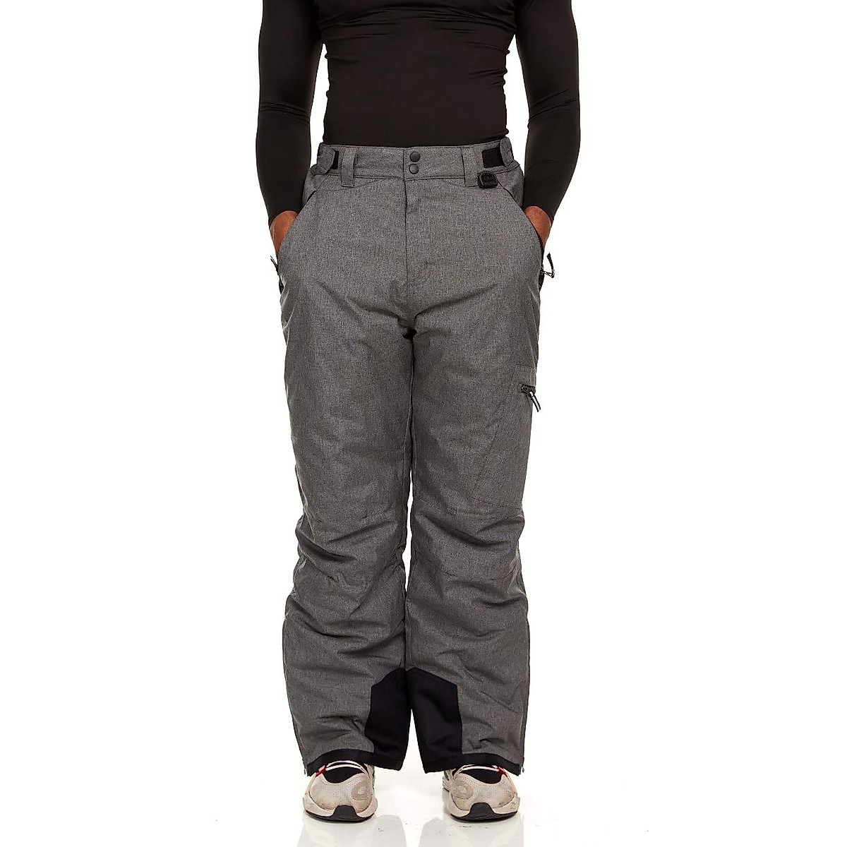 Arctic Quest Mens Snow Ski Waterproof Softshell Snowboard Pants Outdoor Hiking Zipper Bottom Windproof Warm Snow Pants, Grey Heather, Medium