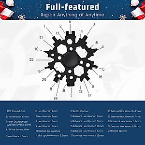Gifts for Men, 22 in 1 Snowflake Multitool as Christmas Stocking Stuffers for Kids, Teens, Adults, Dads, Husbands, Boyfriends, and Grandpas（Black）