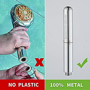 Handheld Showerhead Solid Copper Round Bar Bathroom hand-held shower head High pressure Shower heads Sprayer (Chrome)