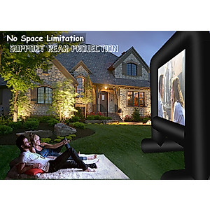 16 FT Outdoor Inflatable Projector Screen – One-Piece Design, Easy Setup Blow-Up Screen with Quiet Fan, Perfect for Backyard Movie Nights & Events (Stable Base)