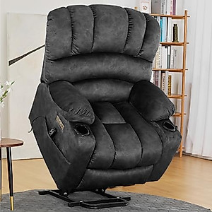 DURASPACE Power Lift Recliner Electric Lift Massage Recliner Chairs with Heat, Large Shell Velvet Backrest Lift Chair Recliners for Elderly, Seniors (Gray)