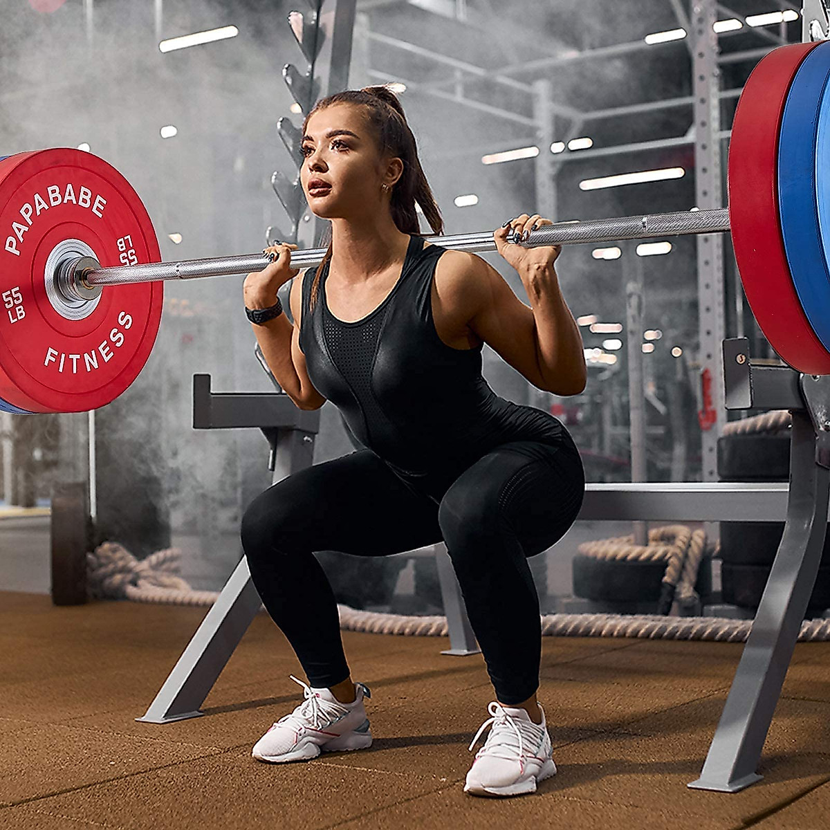 PAPABABE Olympic Bar 7-Foot Solid Chrome Barbell Weights Lifting Power Lifting (2-inch)