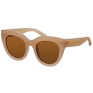 mosanana Oversized Round Cat Eye Sunglasses for Women Trendy Beige Tan Big Large Cool Cute Fashion Chunky Funky Stylish Aesthetic Mantis