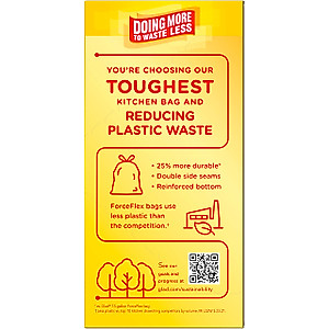 Glad ForceFlexPlus Tall Kitchen Drawstring Trash Bags, 13 Gallon Trash Bag, Febreze Cherry Blossom, 34 Count