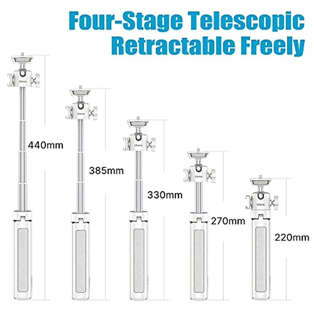 Ulanzi MT-42 Camera Tripod Mini Tabletop Tripod Selfie Stick with Cold Shoe,Travel Tripod for Phone 12 Canon G7X Mark III Sony ZV-1 RX100 VII A6600 Vlogging Filmmaking Live Streaming