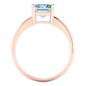 Clara Pucci 2.4ct Radiant Cut Solitaire Natural Sky Blue Topaz Wedding Bridal Designer art deco Anniversary Ring 14k Rose Gold for Women