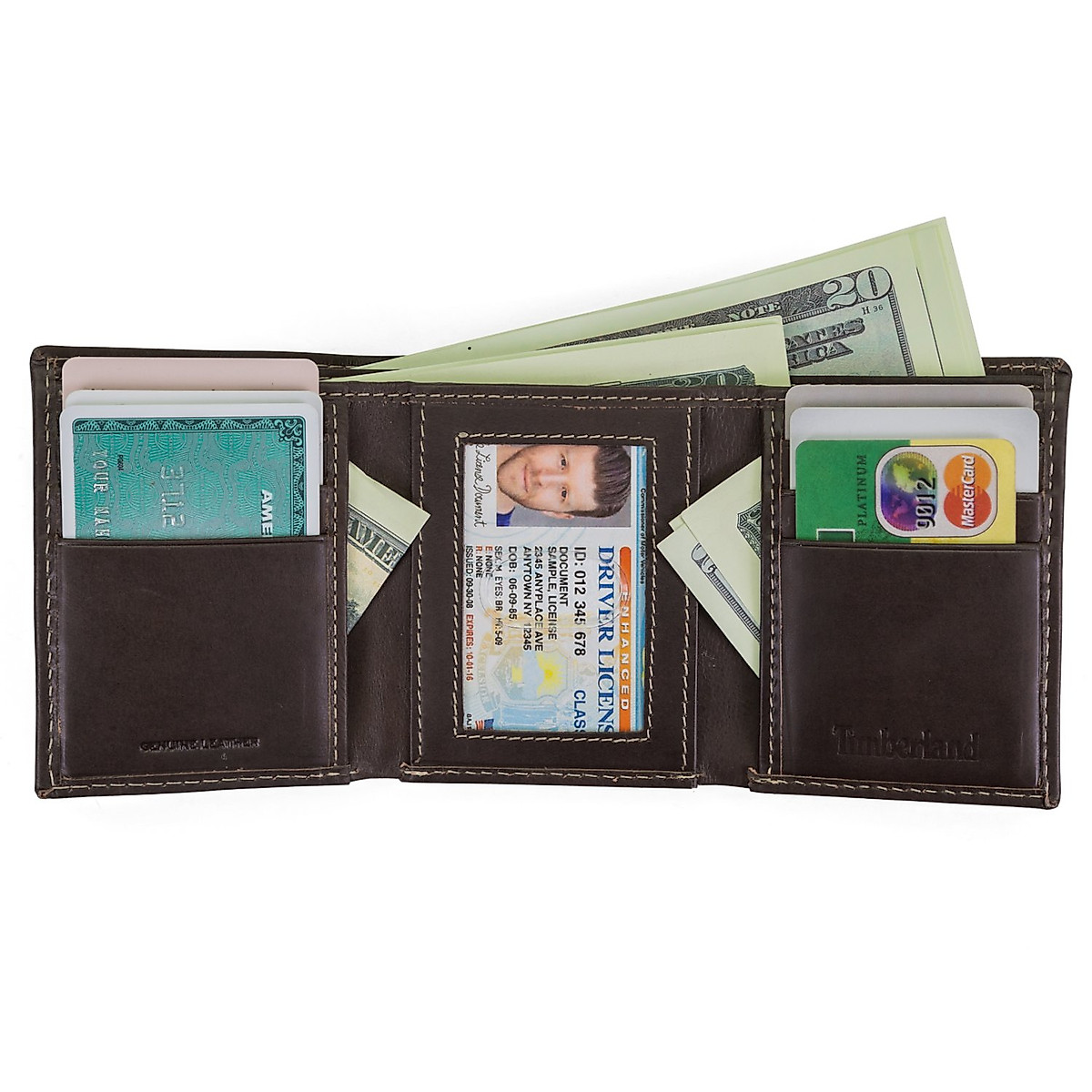 Timberland mens Leather Trifold Wallet With Id Window, Brown (Cloudy), One Size