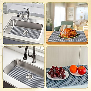Silicone Sink Protectors for Kitchen Sink with Rear Drain - 26"x 14" Kitchen Sink Mats Accessory, Non-Slip Heat Resistant Sink Mat for Bottom of Farmhouse Stainless Steel Sink (Rear Hole)