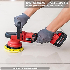 Nichilas Cordless Car Polisher, Orbital Portable Polishing Waxer Machine with Brushless Motor 6 speeds 750-6800RPM, Compatible with Milwaukee M18 Batteries (NO BATTERY)