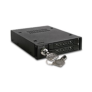 ICY DOCK Full Metal 2 Bay 2.5” SATA/SAS HDD & SSD Mobile Rack for External 3.5" Drive Bay | ToughArmor MB992SK-B