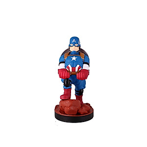 Exquisite Gaming: Marvel Captain America - Original Mobile Phone & Gaming Controller Holder, Device Stand, Cable Guys, Licensed Figure