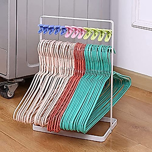 Hanger Storage Organizer,50 Velvet Clothes Hanger Holder,Hanger Stacker Rack for Laundry Closet,Drying Rack,Hanger Caddy Stand for Adult or Child Clothes Hangers(White-2 Pack)