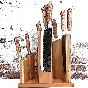 Resafy Wooden Magnetic Knife Block,360° Double Sided Knife Board Universal Knives Holder with Strong Magnet Knife Strip Stand