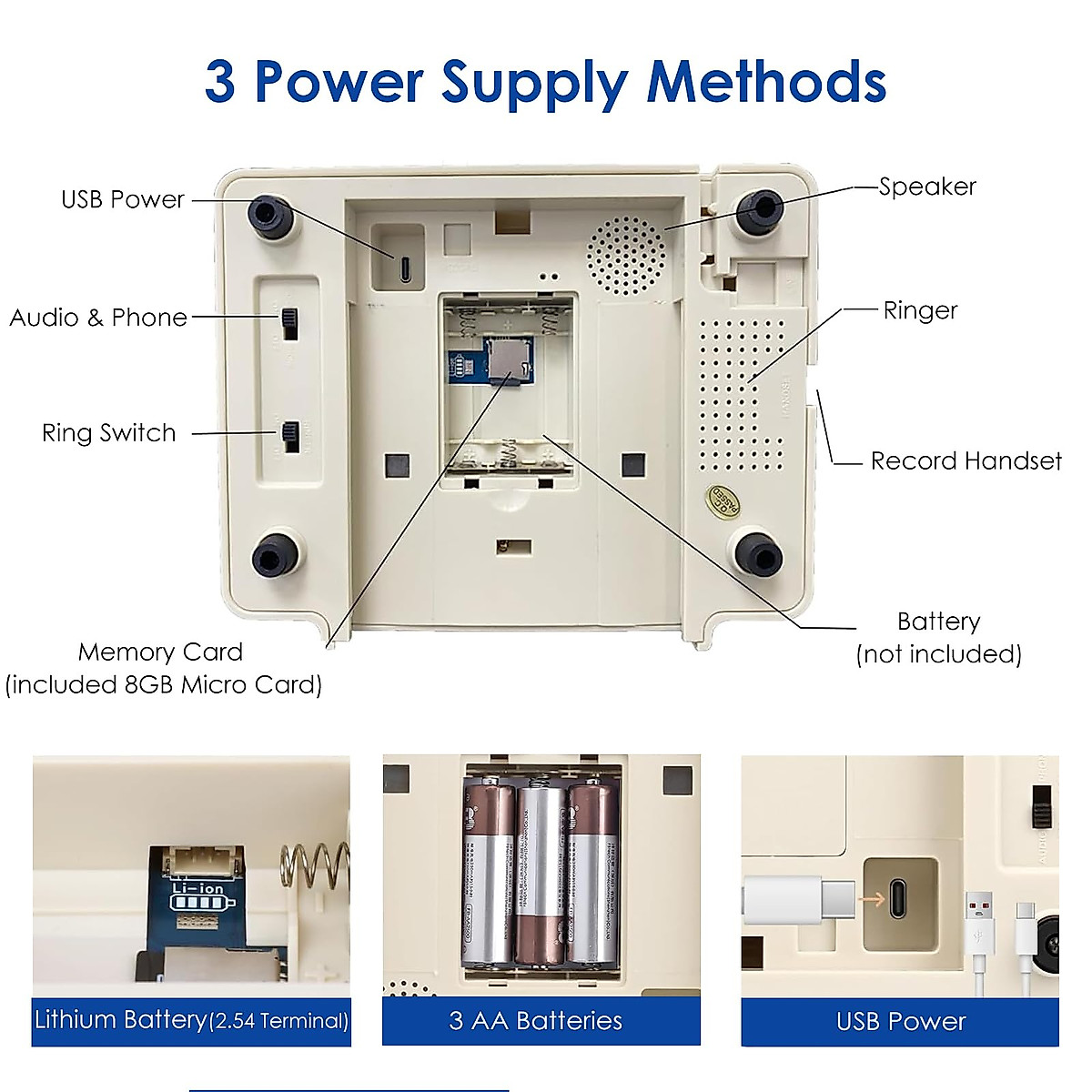 Audio Guest Book Phone Audio GuestBook Weddings Phones Record Customized Audio Messages Guest Book Alternatives Classic Retro Phone for Parties Birthdays Rentals Confessions Special Occasions (Beige)