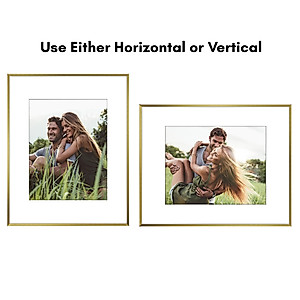 Americanflat Aluminum 16x20 Picture Frame with Shatter-Resistant Glass - Use as 11x14 Frame with Mat or 16x20 Frame Without Mat - Brooklyn Collection - Photo Frame for Wall Display - Gold