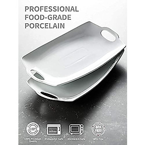 Serving Tray with Handle Exrta Large Porcelain Serving Platter Perfet for Display 16-Inch White