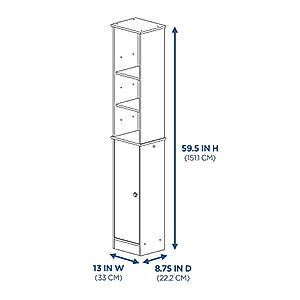 AZZAN White Bathroom Storage with Open and Concealed Shelves
