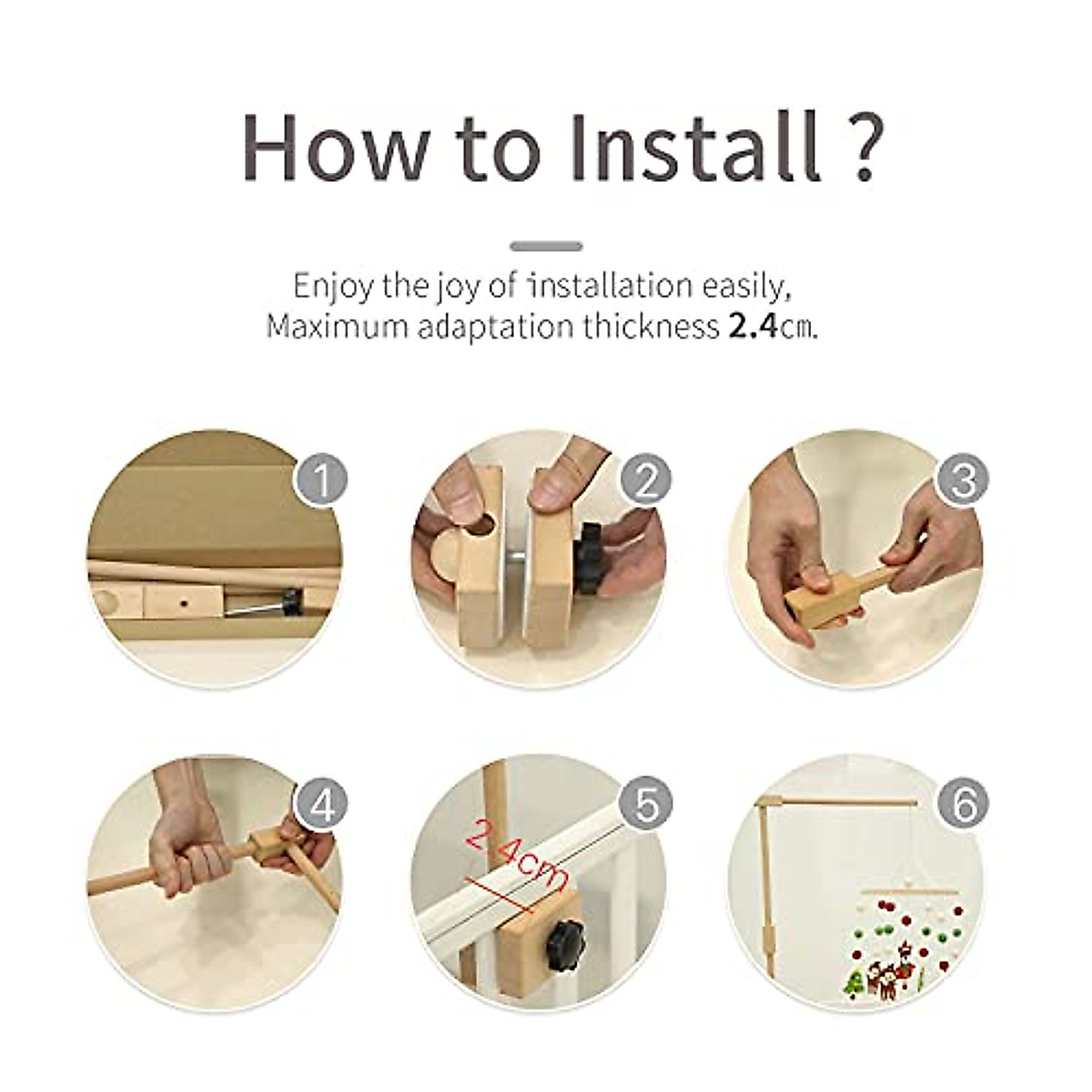 Crib Mobile Arm - Wooden Mobile Arm for Crib | Crib Mobile Holder | Baby Mobile Crib Hanger | Nursery Decor (Crib Arm)