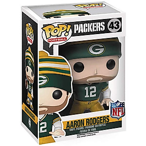 POP Football: Packers - Wave 3 Aaron Rodgers Funko Vinyl Figure (Bundled with Compatible Box Protector Case), Multicolor, 3.75 inches