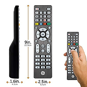 GE Backlit Universal Remote Control for Samsung, Vizio, LG, Sony, Sharp, Roku, Apple TV, TCL, Panasonic, Smart TV, Streaming Players, Blu-Ray, DVD, Simple Setup, 4-Device, Graphite, 48848